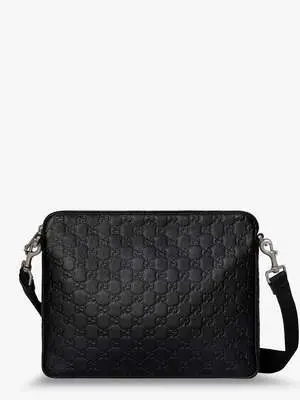 Gucci Gg Emblem Leather Crossbody Bag - Gray