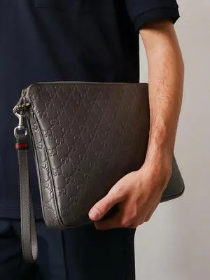 Gucci Gg Emblem Leather Crossbody Bag