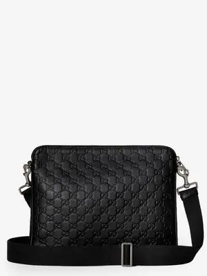 Gucci Gg Emblem Leather Crossbody Bag - Gray