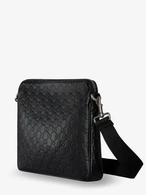 Gucci Gg Emblem Leather Crossbody Bag - Gray