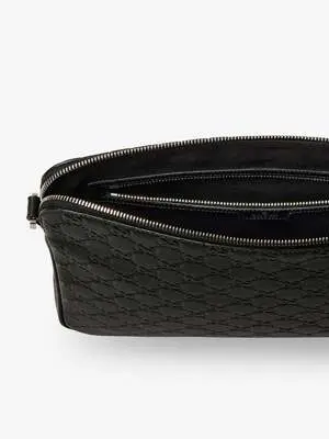 Gucci Gg Emblem Leather Crossbody Bag - Gray