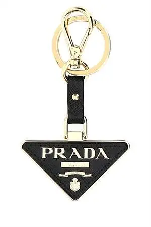 Prada Two-tone Metal And Leather Key Ring - Multicolor