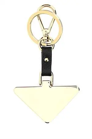 Prada Two-tone Metal And Leather Key Ring - Multicolor