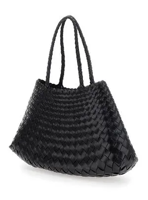 Dragon Diffusion Crossbody Bag 'santa Croce' With Two Top Handles And Intreccio Design In Leather For - Black