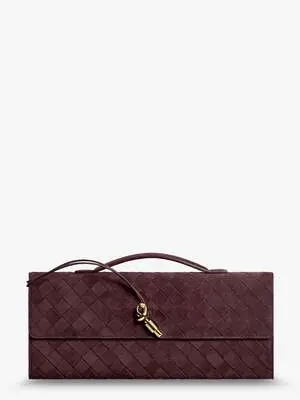 Bottega Veneta Andiamo Suede Clutch With Intrecciato Pattern - Multicolor