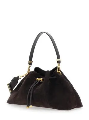 JIMMY CHOO Bon Bon' Brown Shoulder Bag With Drawstring Closure And Embossed Logo On Front In Suede For - Multicolor