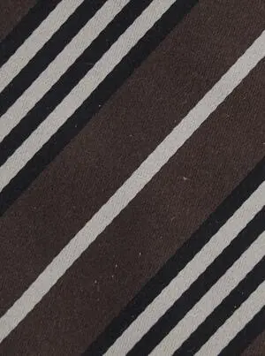Saint Laurent Brown Tie With All-over Stripe Motif In Silk For - Multicolor
