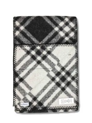 Burberry Black Check Wool Scarf