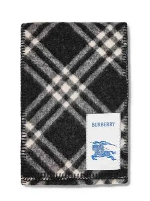 Burberry Black Check Wool Scarf - Multicolor