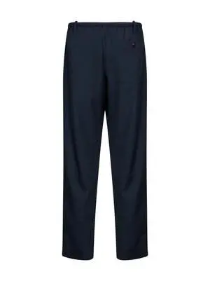 Dries Van Noten Navy Blue Wool Penny Straight-leg Trousers - Multicolor