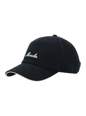 Moncler Baseball Cap With Logo Lettering On The Front In Cotton - Black