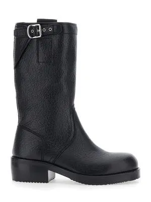 Dries Van Noten Dries Van Noten Women Black Boots With Decorative Buckle And Low Heel In Leather For Women Multicolor