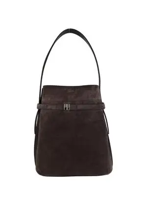 TOTEME Belted Suede Bucket Bag - Brown