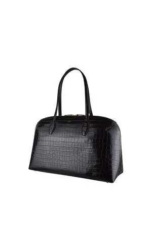 TOTEME Croco-embossed Zip-up Tote Bag - Brown