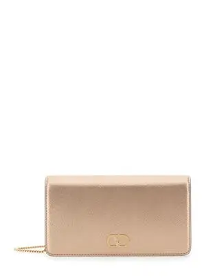 Valentino Garavani Metallic Mini Bag With Vlogo Plaque On The Front And All-over Rhinestones In Leather For - Silver