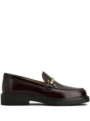 TOD'S Leather Loafers With Metal Bar - Red