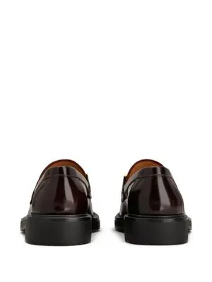 TOD'S Leather Loafers With Metal Bar - Red