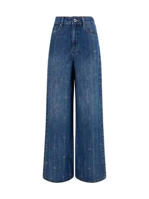 SELF-PORTRAIT Crystal-striped Jeans - Blue