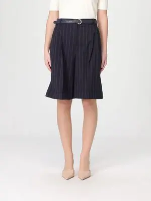 Max Mara Pinstriped Virgin Wool Shorts - Blue