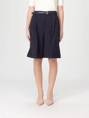 Max Mara Max Mara Studio Women Pinstriped Virgin Wool Shorts Max Mara Studio Blue