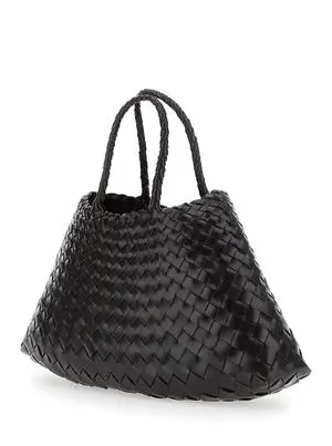 Dragon Diffusion Santa Croce' Small Handbag With Woven Design In Leather For - Brown