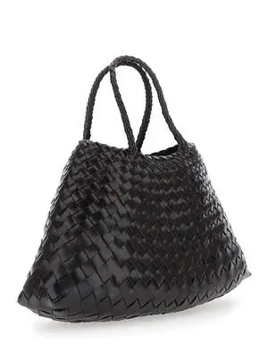 Dragon Diffusion Santa Croce' Small Handbag With Woven Design In Leather For - Brown