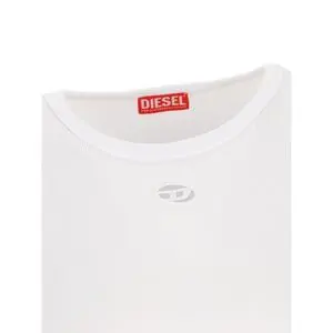 DIESEL® Ribbed Logo Round Neck Short Sleeve T-shirt - White