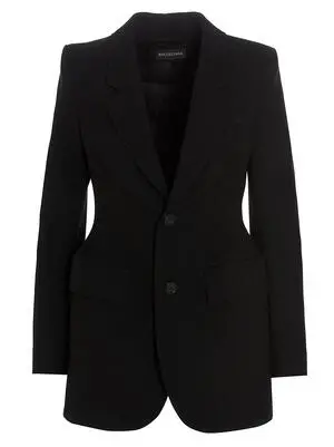 Balenciaga Hourglass Wool Twill Single-breasted Blazer - Black