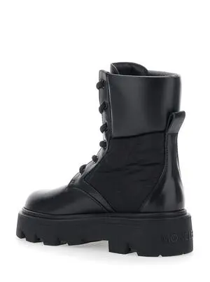 Moncler Aurea' Black Ankle Boots With Slip-on Design And Logo Lettering On The Side In Leather For - Multicolor