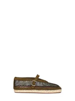 Alaïa Camouflage Green Fishnet And Suede Espadrilles - Multicolor