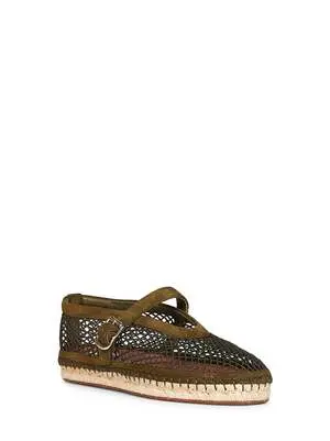 Alaïa Camouflage Green Fishnet And Suede Espadrilles - Multicolor