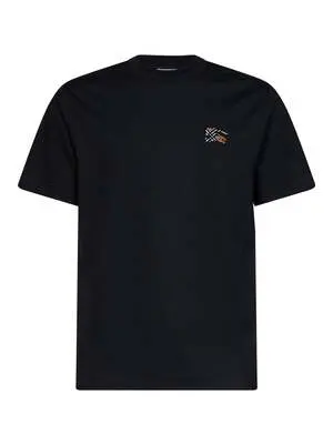 Burberry Burberry Men Black Cotton T-Shirt With Knight Patch Multicolor