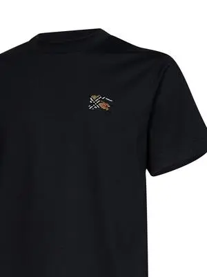Burberry Black Cotton T-shirt With Knight Patch - Multicolor