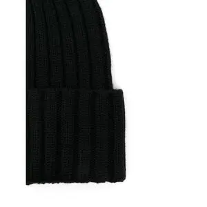 Moncler Virgin Wool Ribbed Beanie Hat