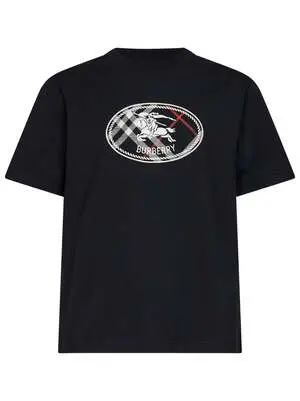 Burberry Black Cotton Knight Stamp Check T-shirt - Multicolor