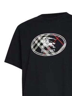 Burberry Black Cotton Knight Stamp Check T-shirt - Multicolor