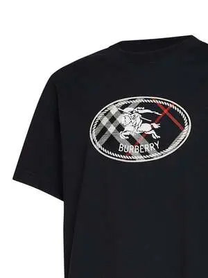 Burberry Black Cotton Knight Stamp Check T-shirt - Multicolor