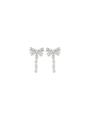 SELF-PORTRAIT Crystal Bow Drop Earrings - Silver