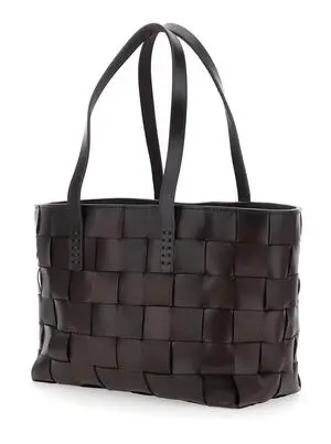 Dragon Diffusion Woven Leather Double Handle Shopping Bag For