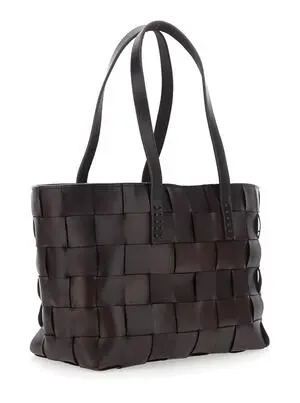 Dragon Diffusion Woven Leather Double Handle Shopping Bag For