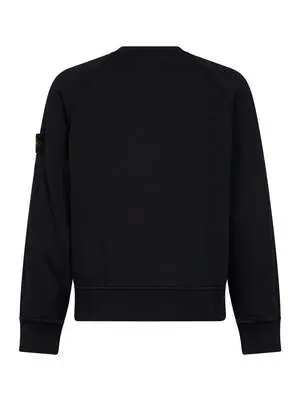 Stone Island Black Cotton Crewneck Sweatshirt