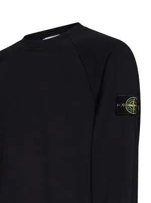 Stone Island Black Cotton Crewneck Sweatshirt