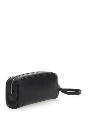 Dolce & Gabbana Black Clutch With Wrist Strap And Lettering Logo On The Front In Leather For - Multicolor