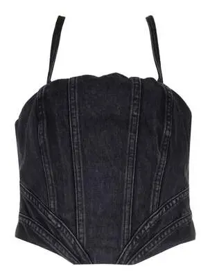 Amiri Faded Denim Corset - Black