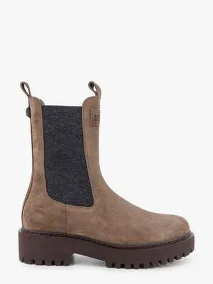 Brunello Cucinelli Suede Boots With Precious Loop Detail - Multicolor