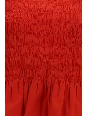 GANNI Ruched Cotton Top With Side Bows