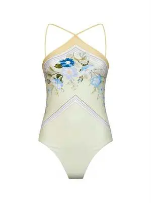 SELF-PORTRAIT Scarf-inspired Floral-print One-piece Swimsuit - Multicolor
