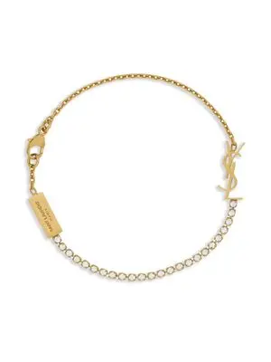 Saint Laurent Cassandre Charm Bracelet In Metal And Rhinestone - Silver