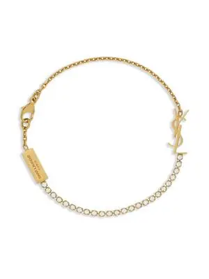 Saint Laurent Cassandre Charm Bracelet In Metal And Rhinestone - Silver
