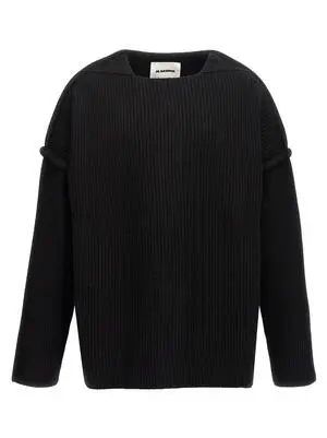 JIL SANDER Geometric Neckline Sweater - Black